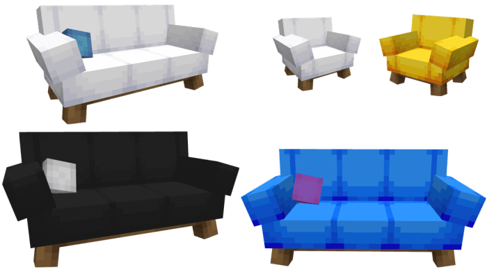 Download Sofa & Couch Furnitures for Minecraft. Furnitures Mod