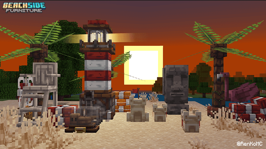 Download Beachside Furniture Addon for Minecraft. Furniture Mod